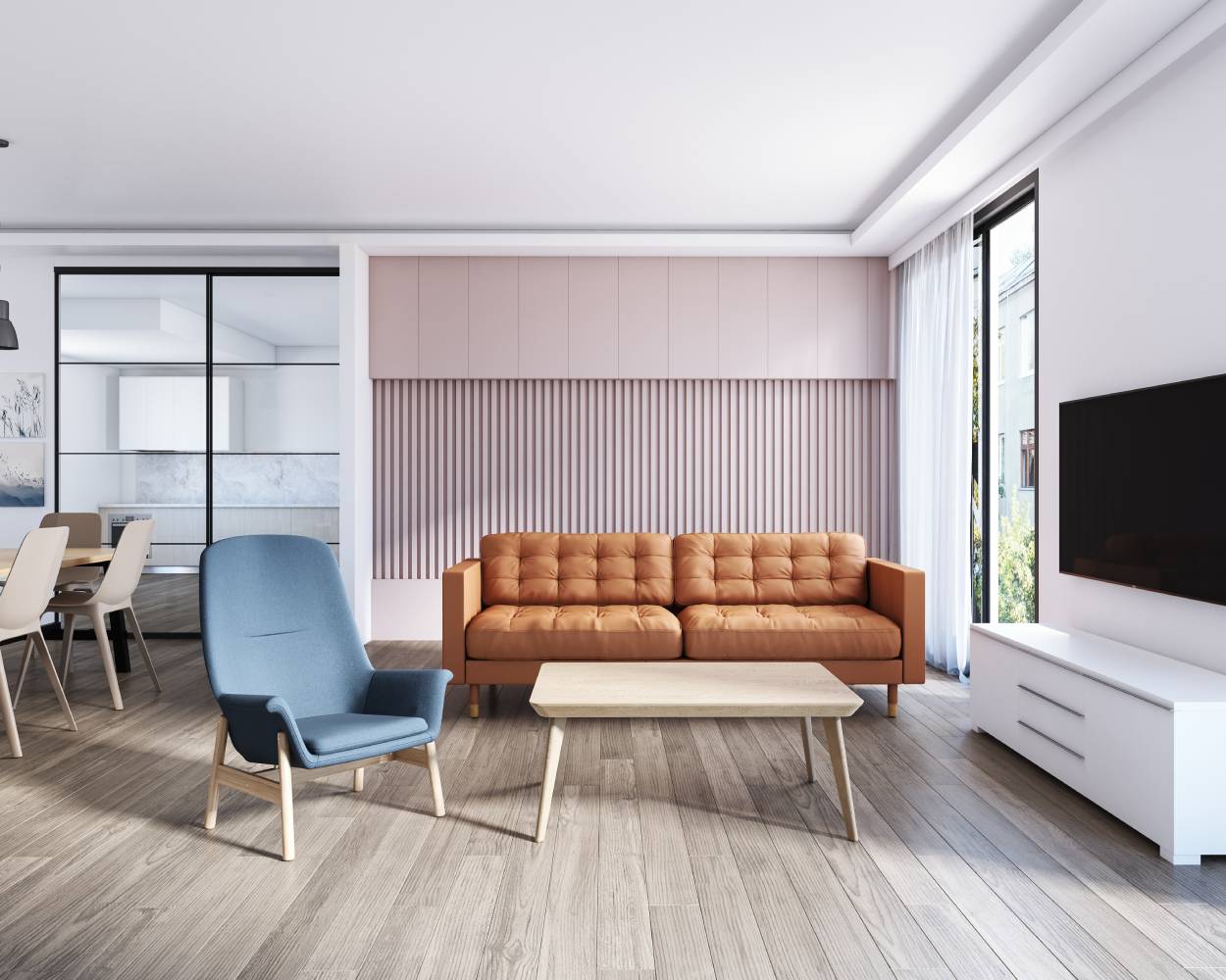White Peripheral Living Room Ceiling Design With Paint Finish | Livspace