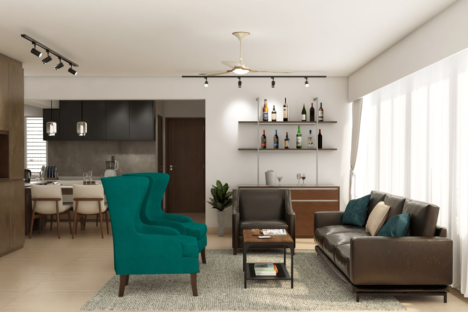 Spacious Living Room Design With 3-Seater | Livspace