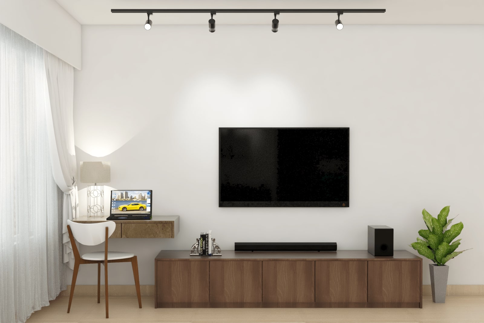Minimal Floor-Mounted TV Cabinet Design | Livspace