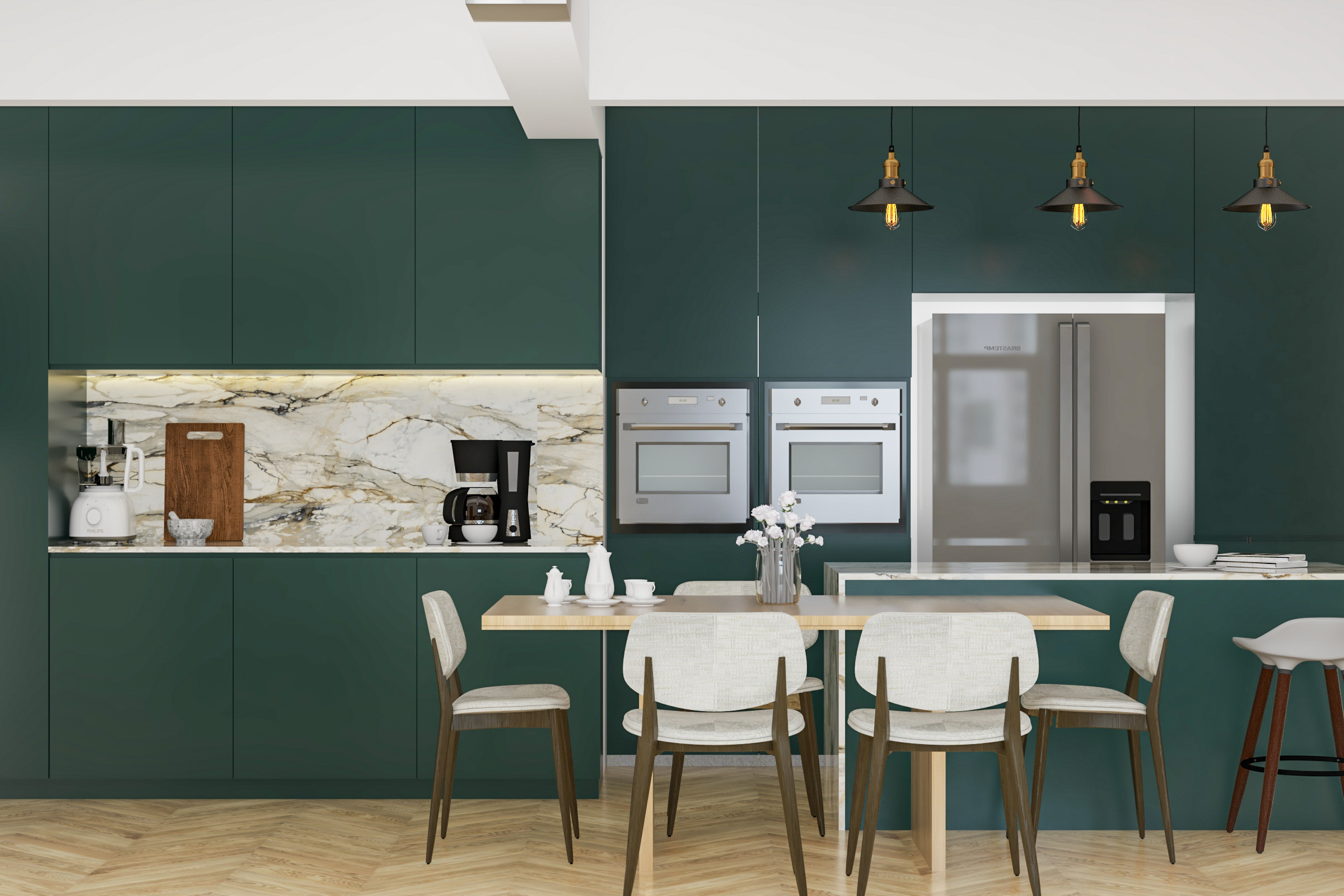 Spacious Dining Hall Design With Minimal Interiors | Livspace