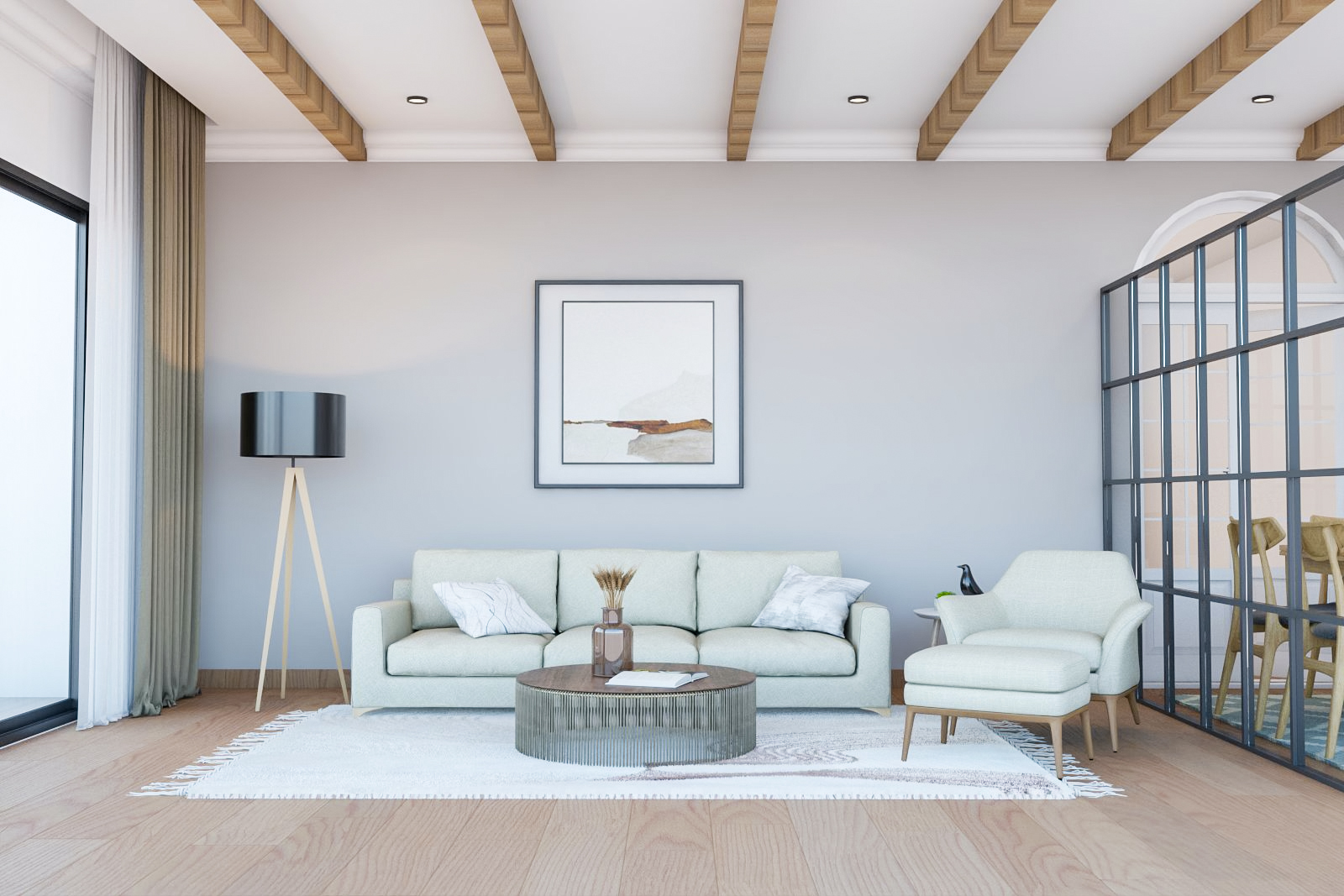 Light Grey Solid Wall Paint Design For Living Rooms | Livspace