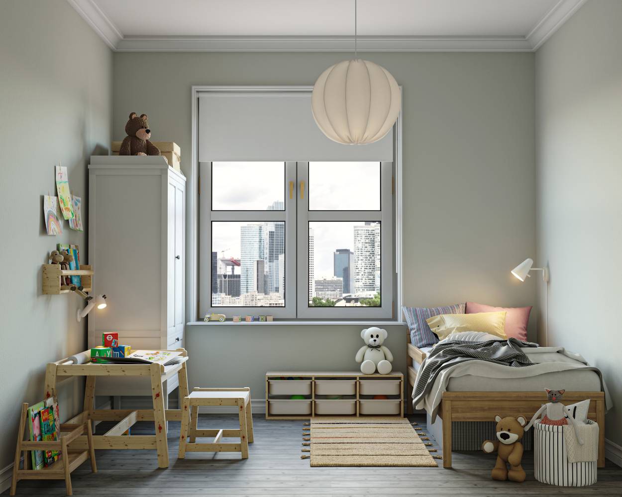 Kids Bedroom Light Grey Wall Paint Colour | Livspace