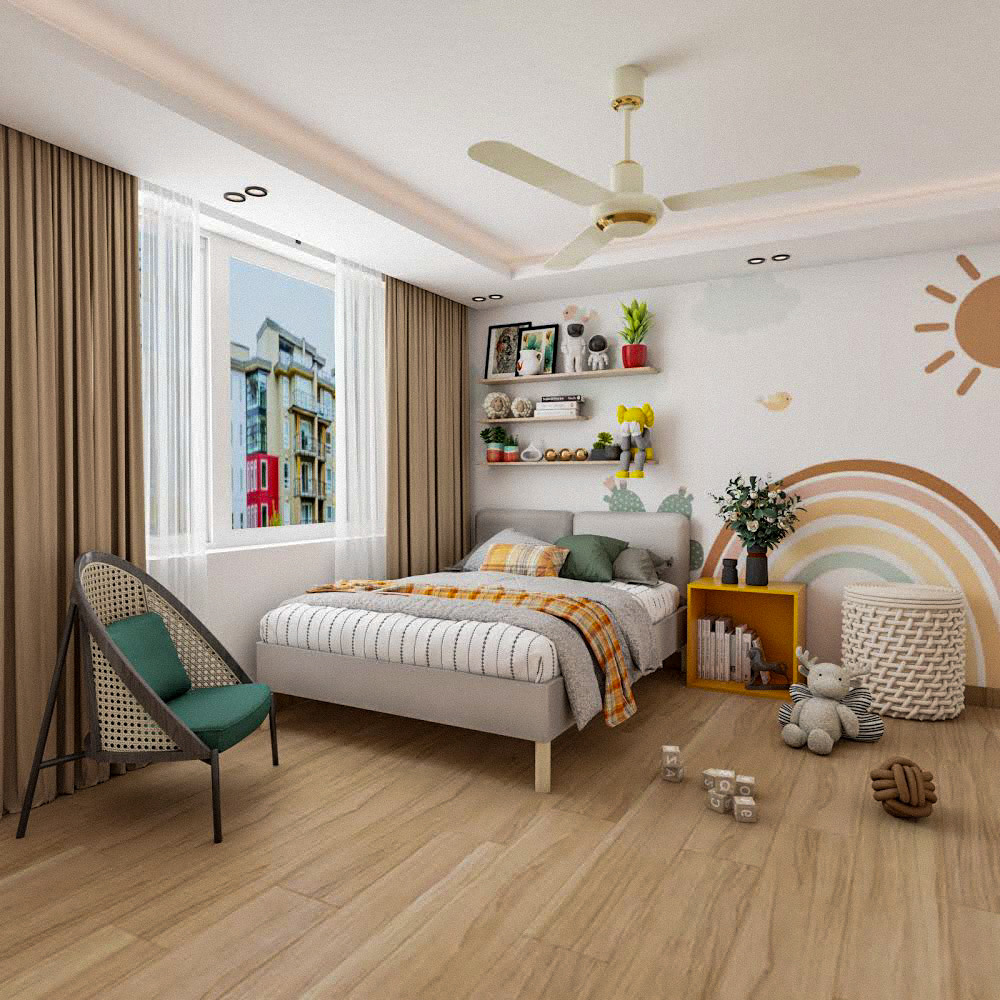 Peripheral Ceiling Design For Kids Bedroom | Livspace