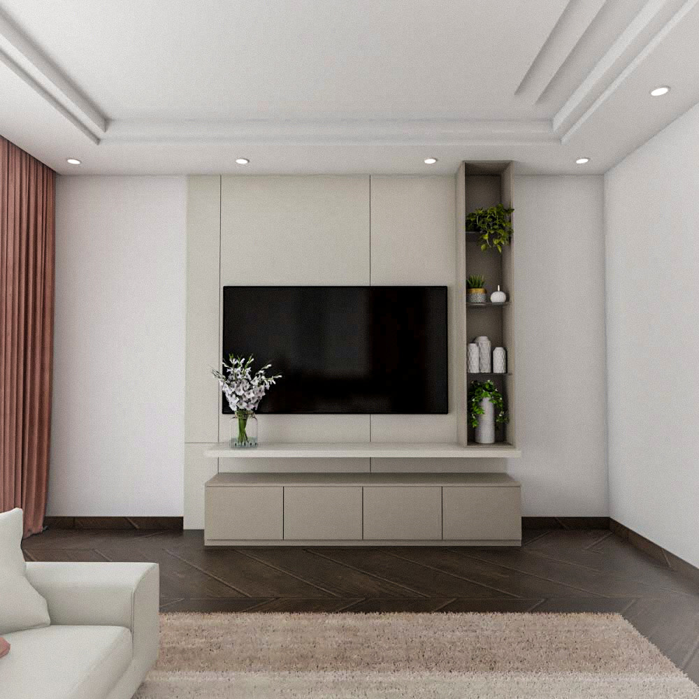 Double-Stepped Peripheral Ceiling Design With Spotlights | Livspace