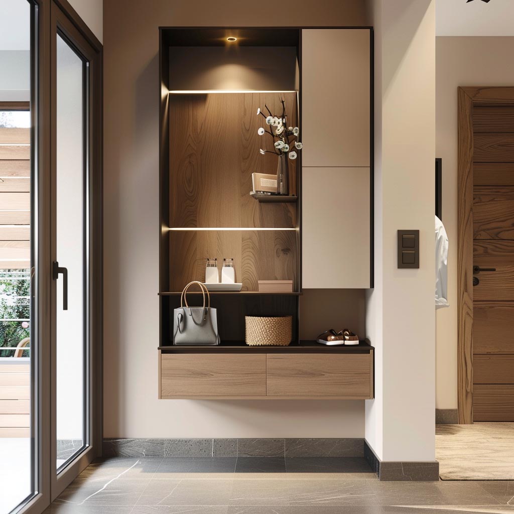 Contemporary Foyer Design: Stylish Storage and Stunning Lighting Solutions