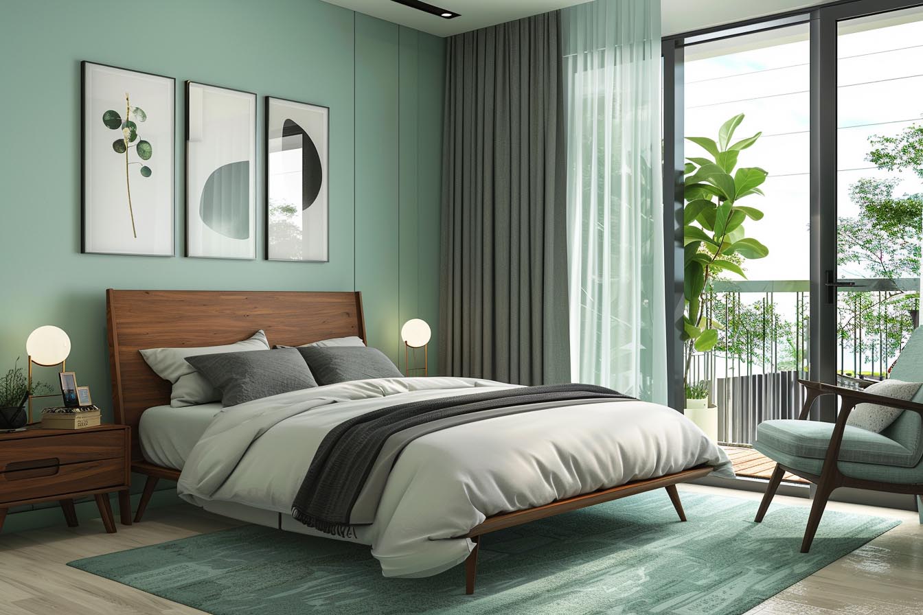 "Modern Calming Mint Green Wall Paint Design for Bedrooms, Living Rooms ...