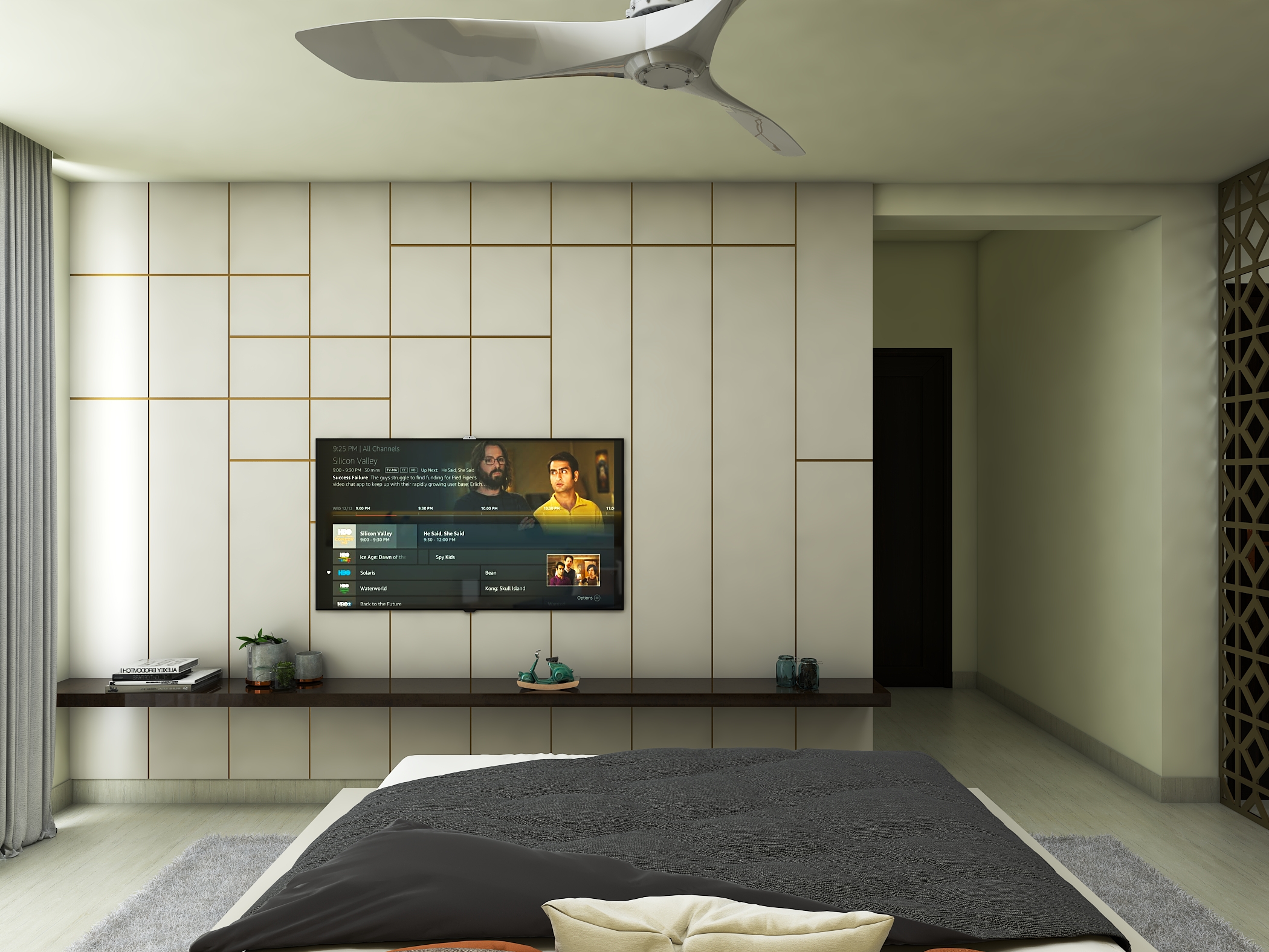 Opulent Spacious Master Bedroom Midcentury Modern Design | Livspace