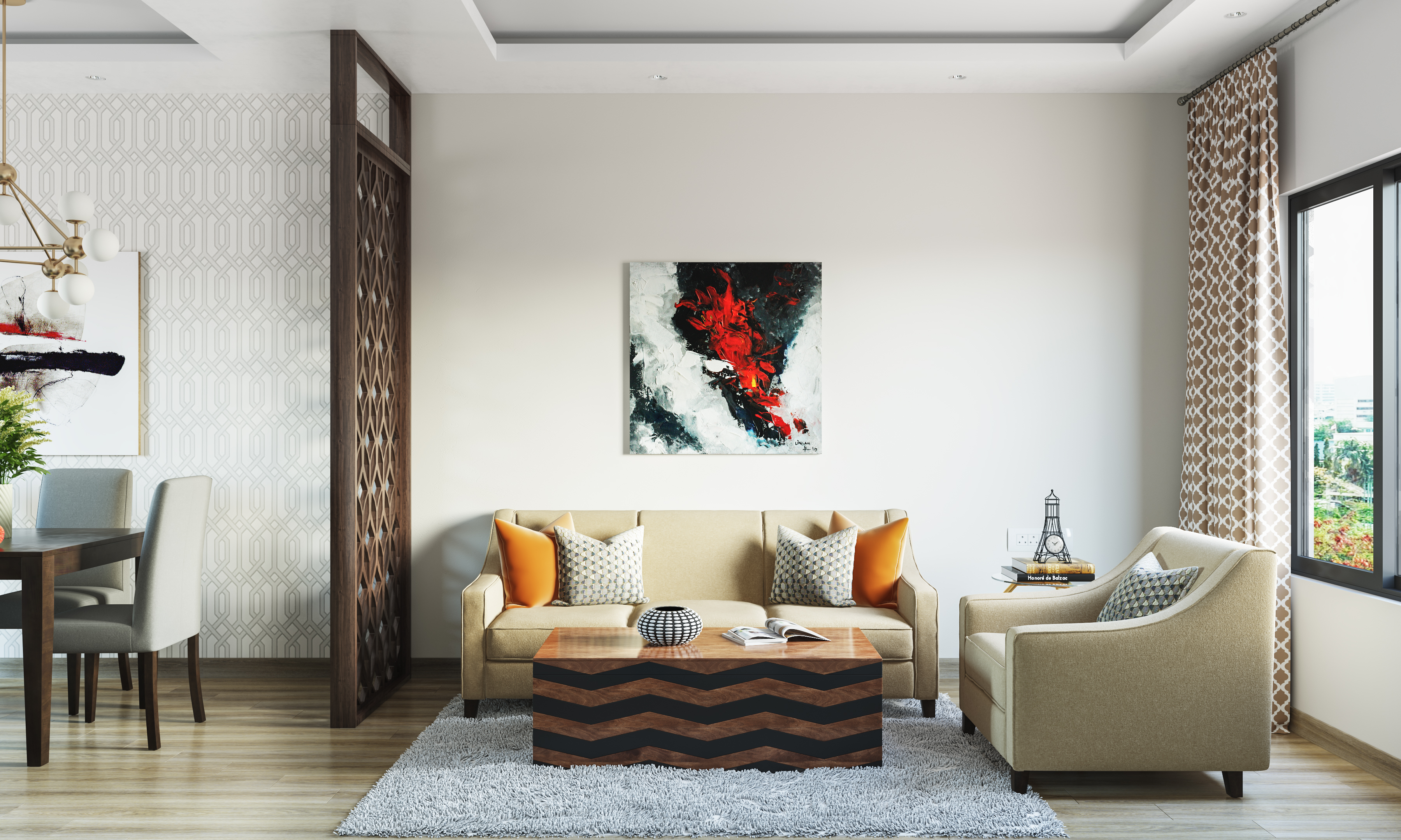 Modern Compact Living Room With Multi-functional Setup | Livspace