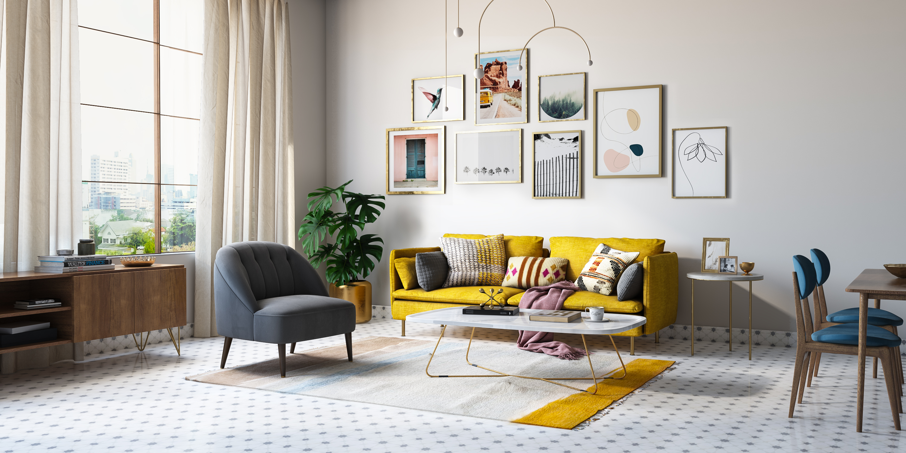 Spacious Family Living Room With A Contemporary Theme | Livspace