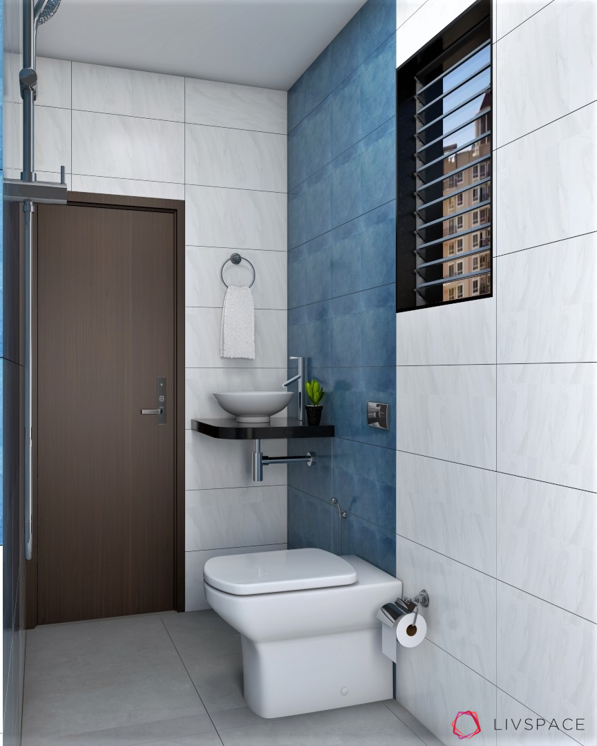 Contemporary Designed Compact Bathroom| Livspace
