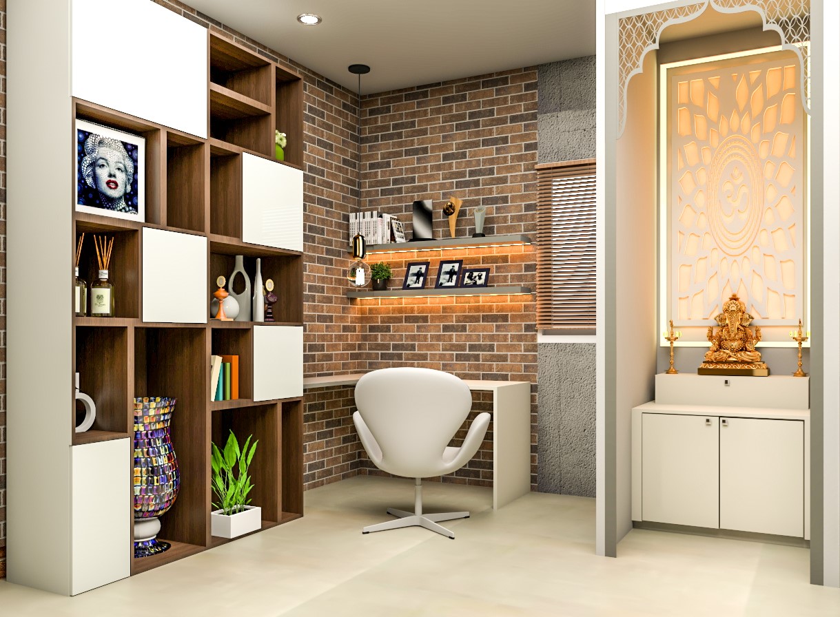 Rustic Design Vibrant Display Compact Home Office With Minimal Storage