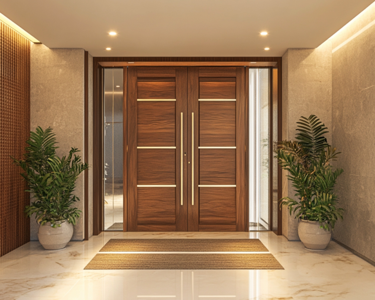 Swing Double Door Design with Matte Finish for Modern Entrance Doors ...