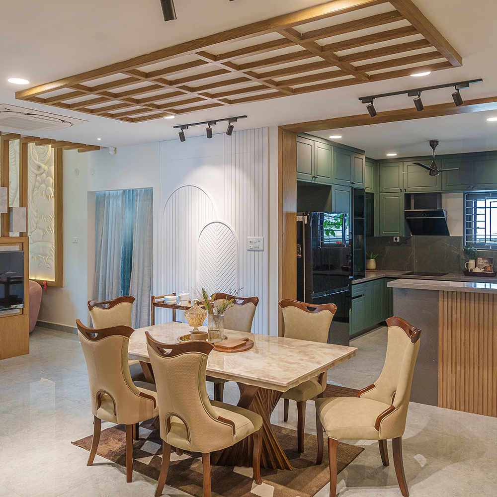 Contemporary Rectangle False Ceiling Design with Wooden Finish | Livspace