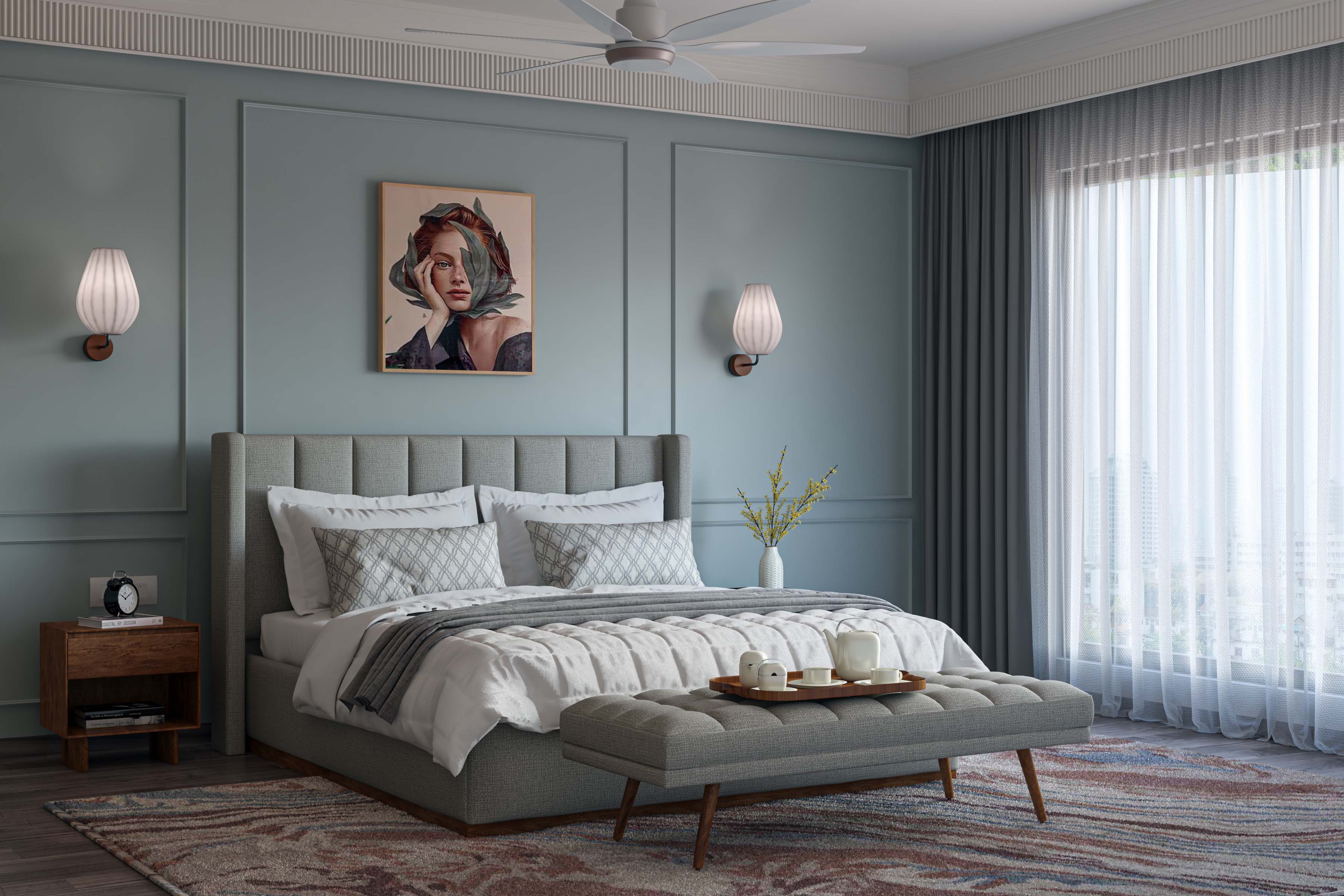 Muted Slate Blue Matte Wall Paint Design for Classic Room Designs ...
