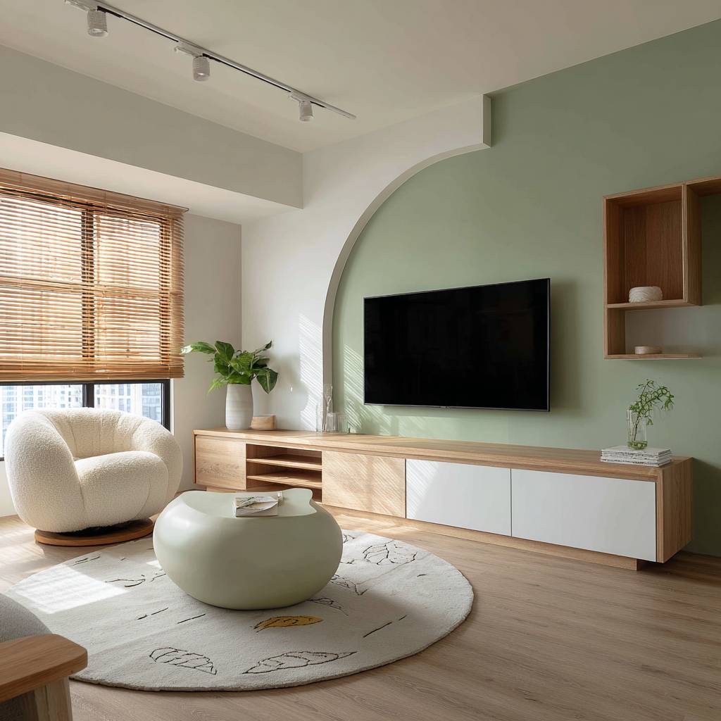 TV Unit Design with Contemporary Floating Storage Cabinet and Display ...