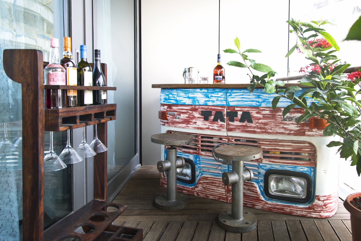 Home Bar Design with Eclectic Multicolour and Suede Laminate Finish ...