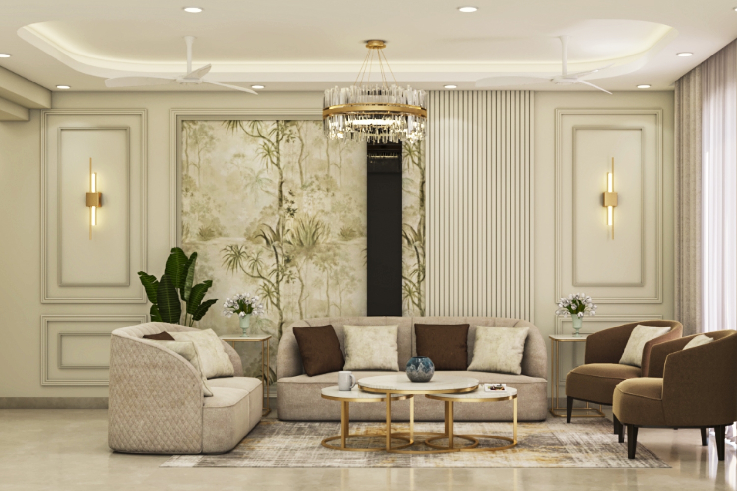 Multicolour Wall Panelling Wall Design with Contemporary Floral ...