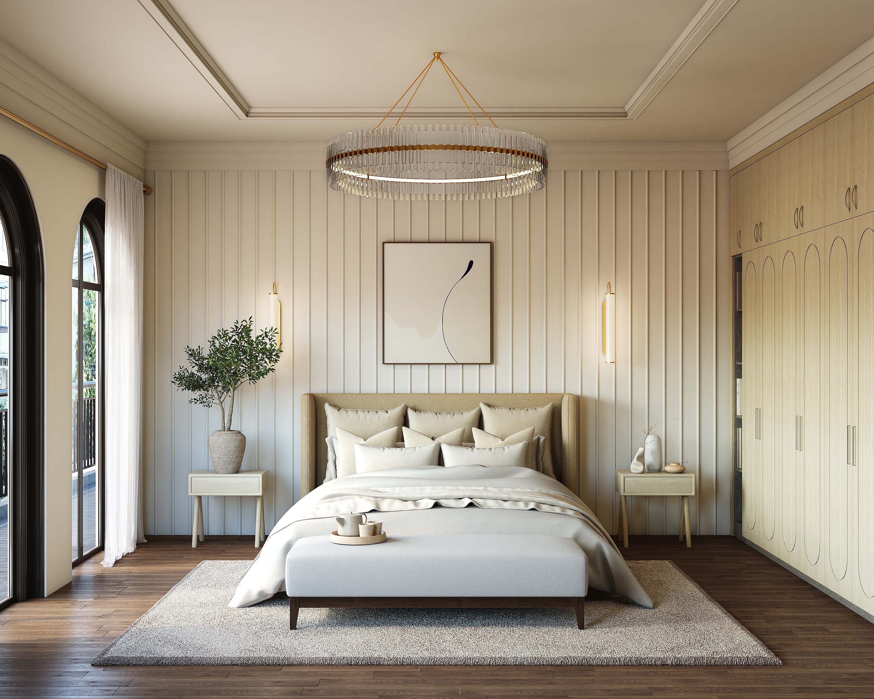 Soft Cream Paint with Trims Wall Design: Perfect for Minimalist ...