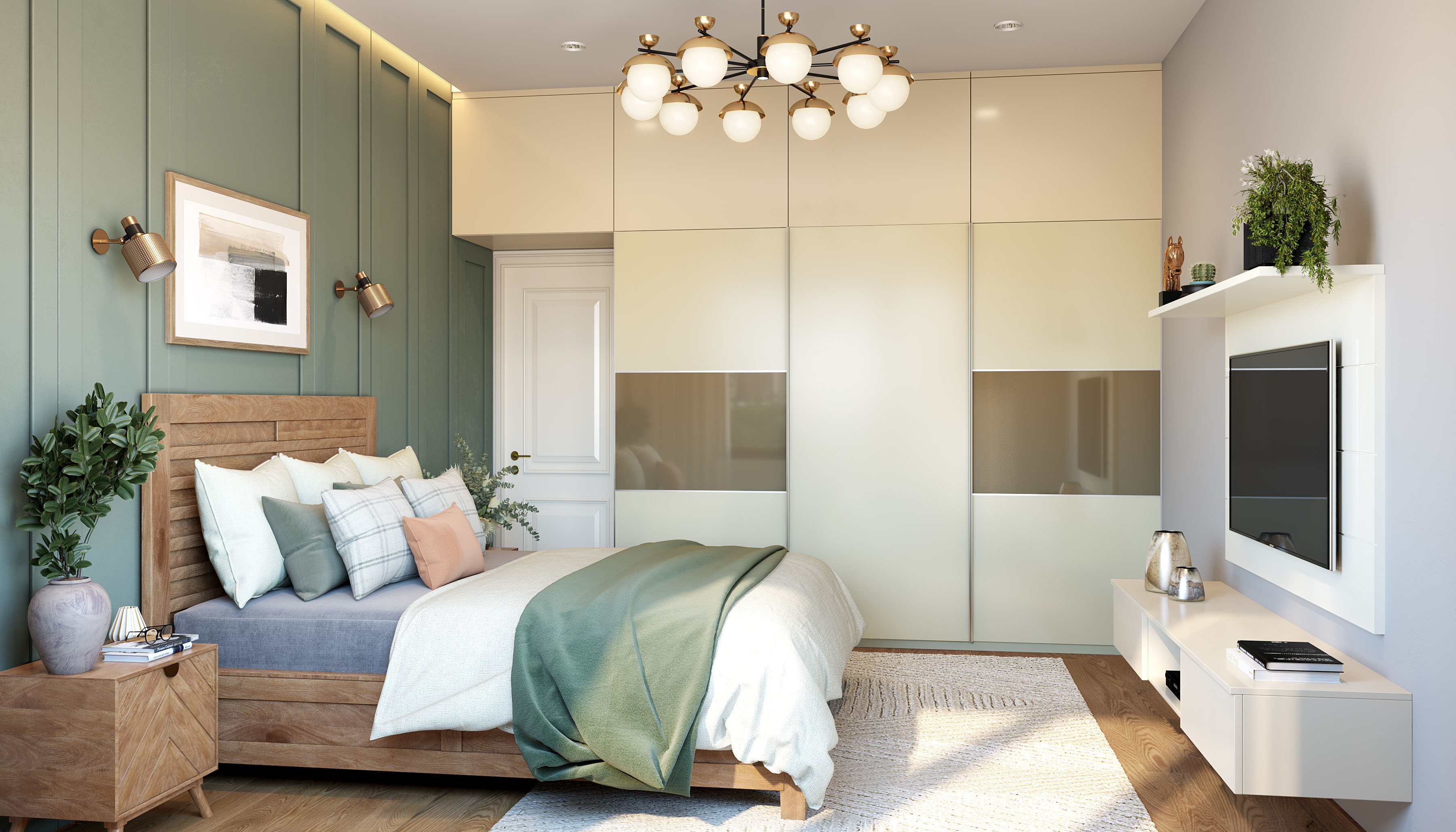 3-Door Contemporary Sliding Wardrobe Design with High Gloss and Glass ...