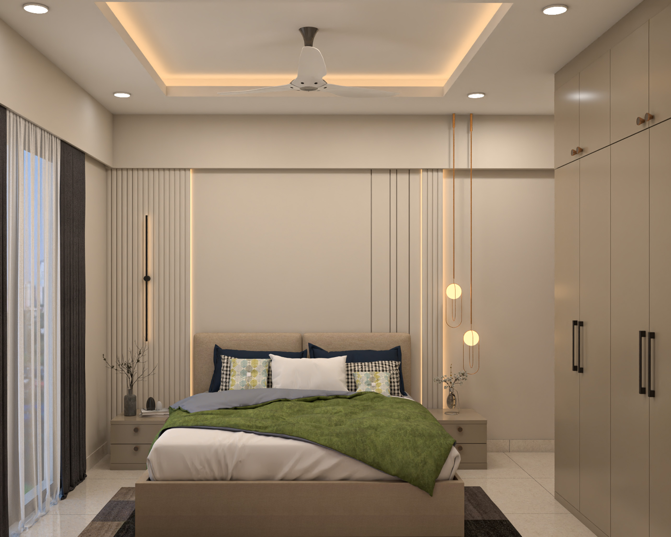 Minimal Rectangular Single Layer False Ceiling Design with Pendant and ...