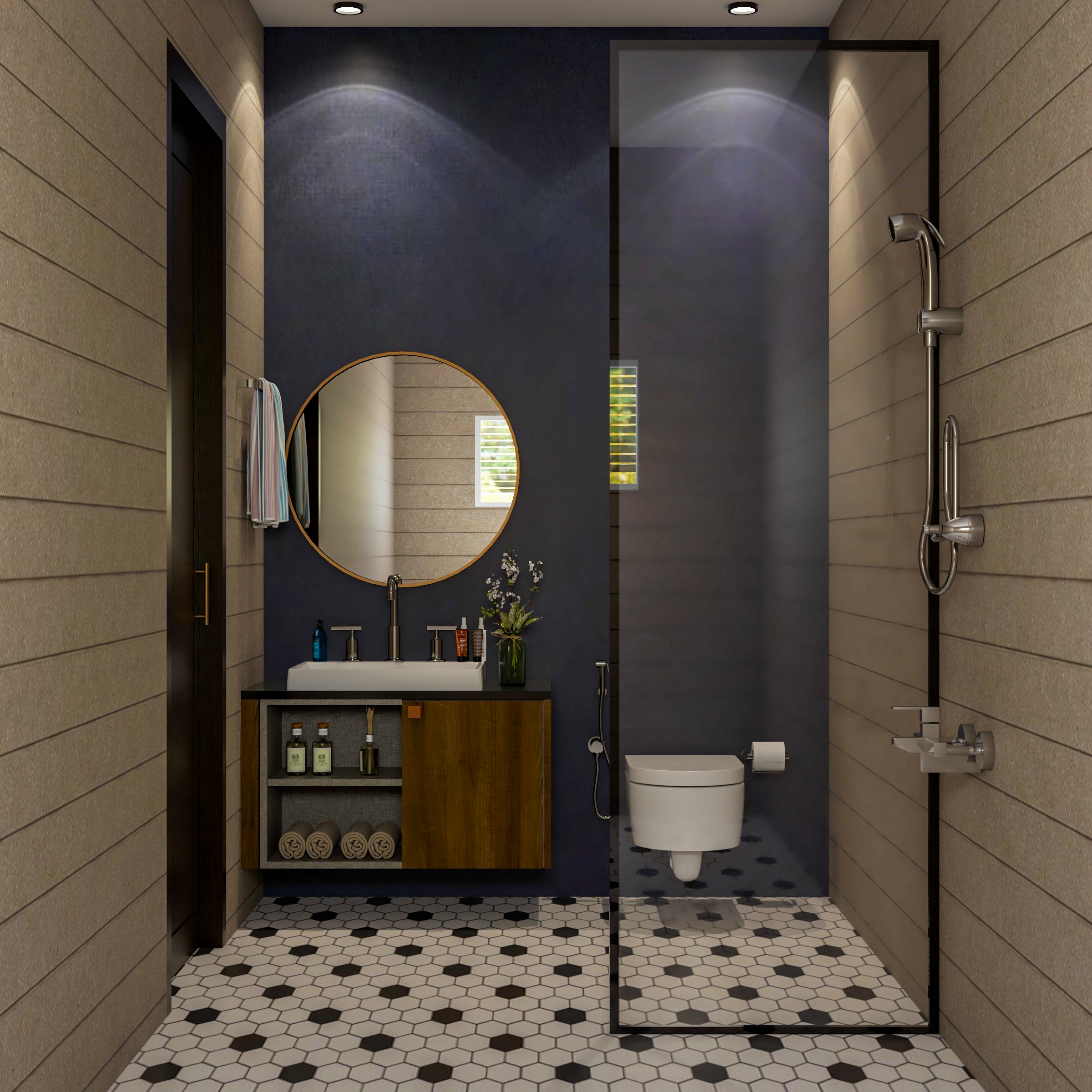 Compact Bathroom With Modern Decor | Livspace