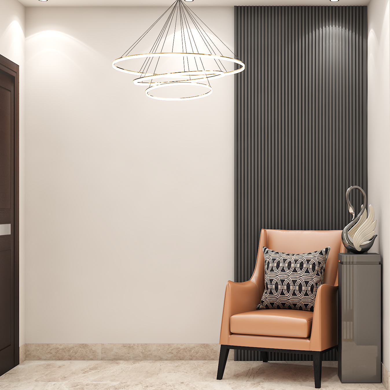 Rustic Spacious Foyer Design With Wooden Panels | Livspace