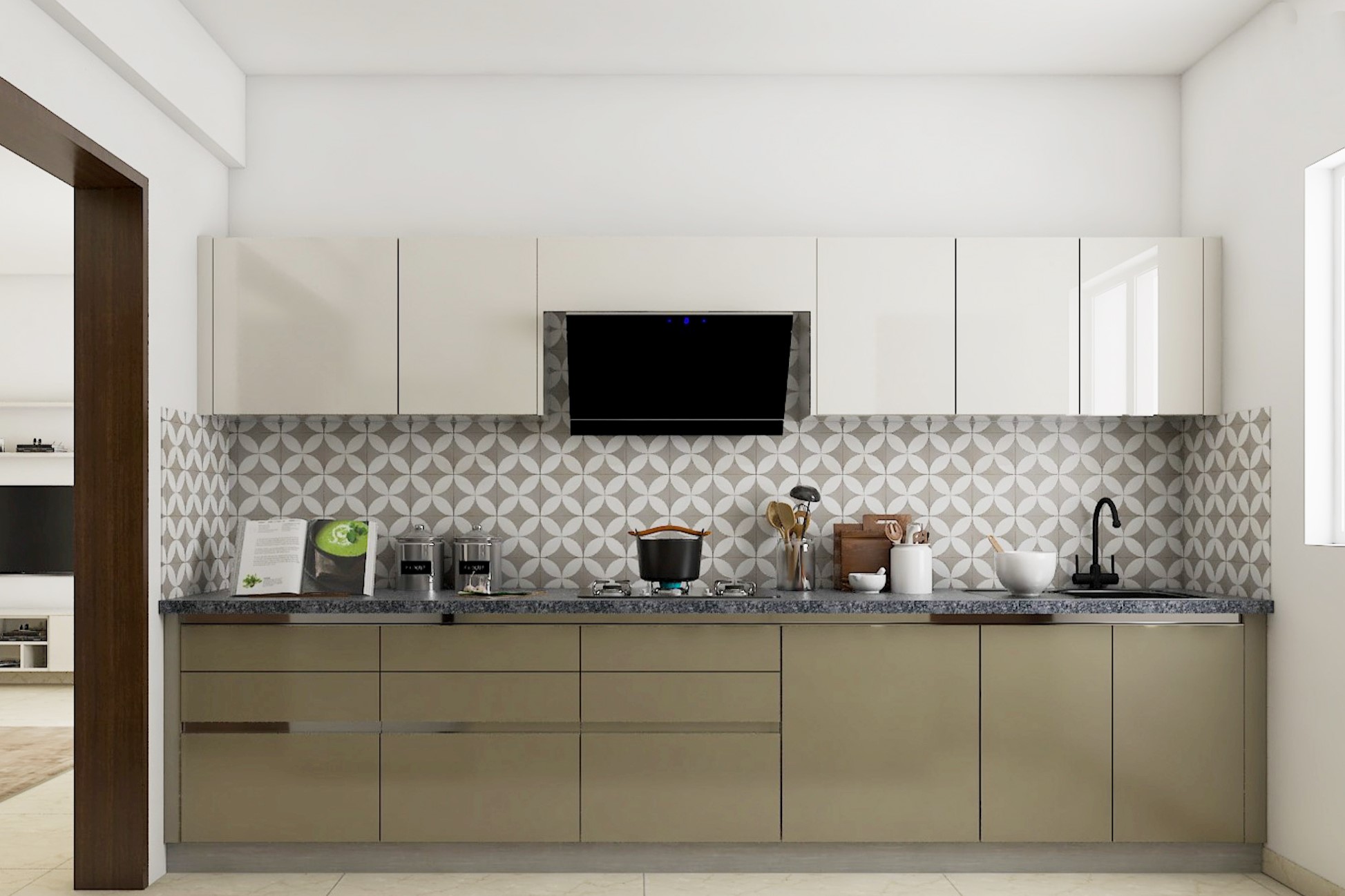 Modern Themed Compact Sized Low-Maintenance Kitchen Design | Livspace