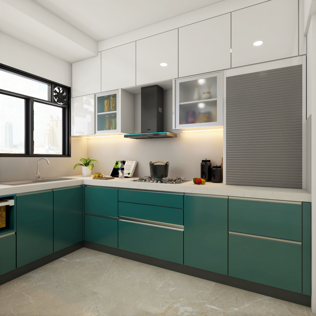 Spacious Modular Kitchen With Ambient Lighting | Livspace