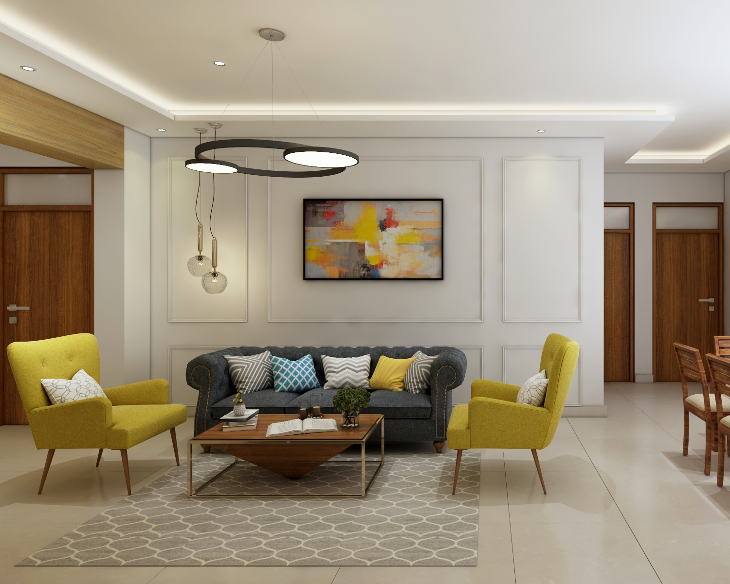 Perimeter False Ceiling With Cove Lighting | Livspace