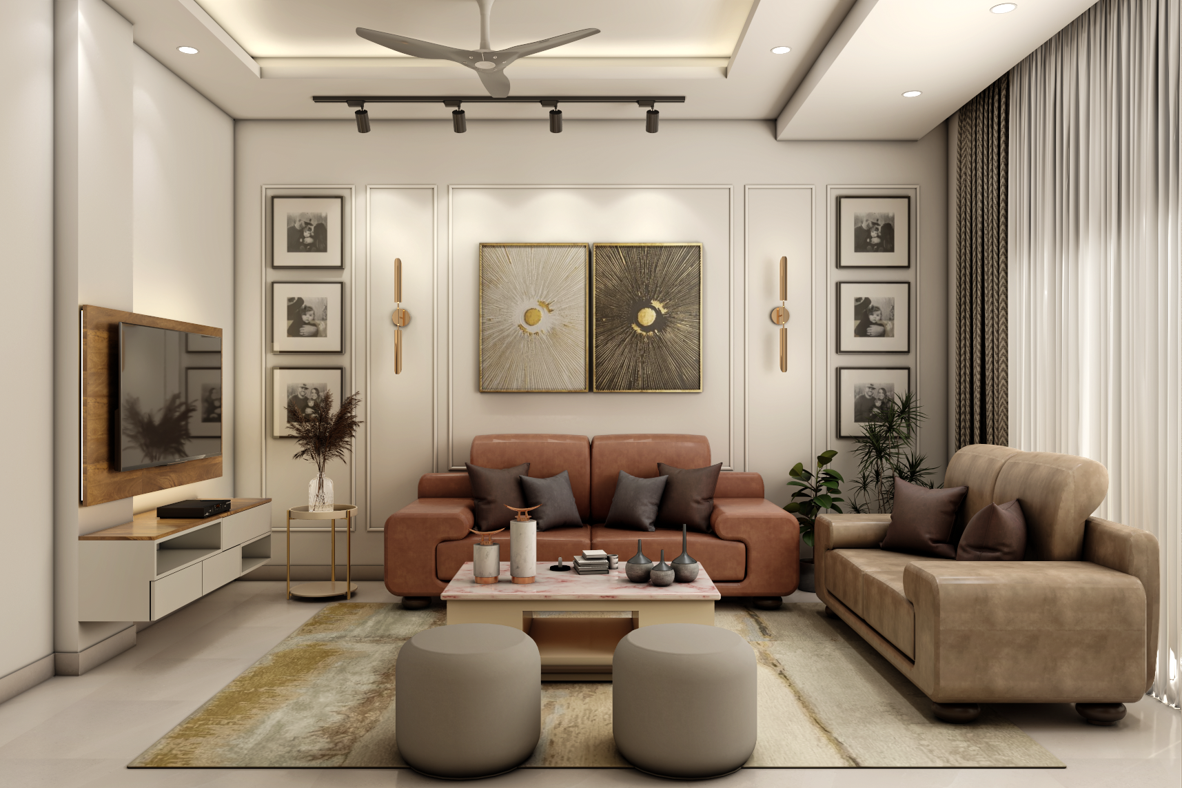 Living Room Wall Design With Wall Frames | Livspace
