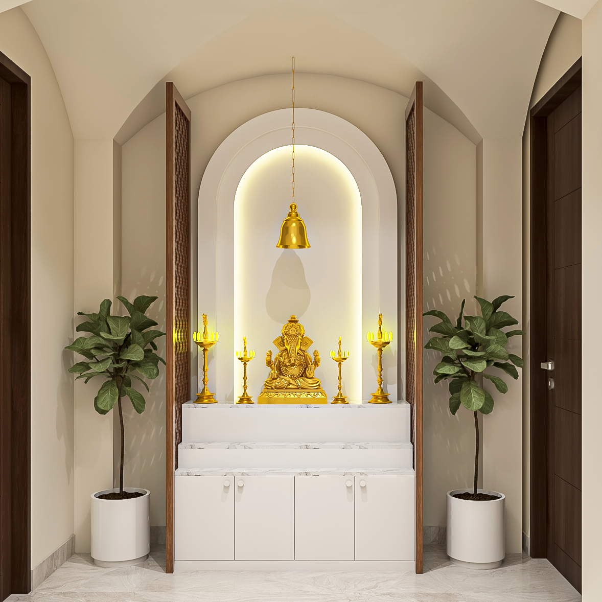 Modern Compact Mandir Design For Home | Livspace