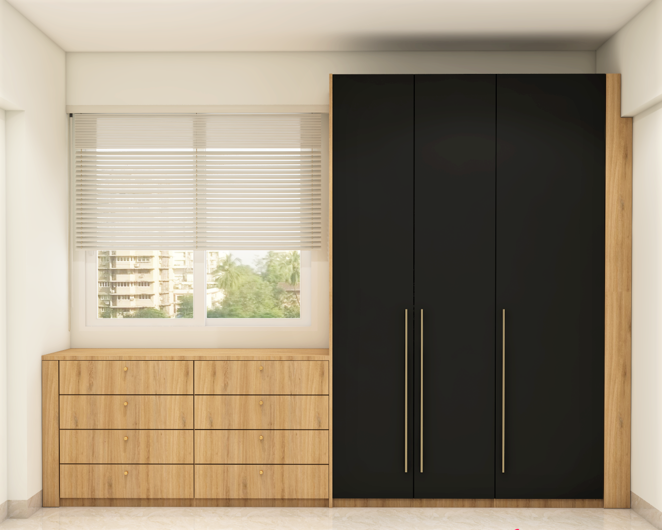 Contemporary Dark Toned Wardrobe Design | Livspace