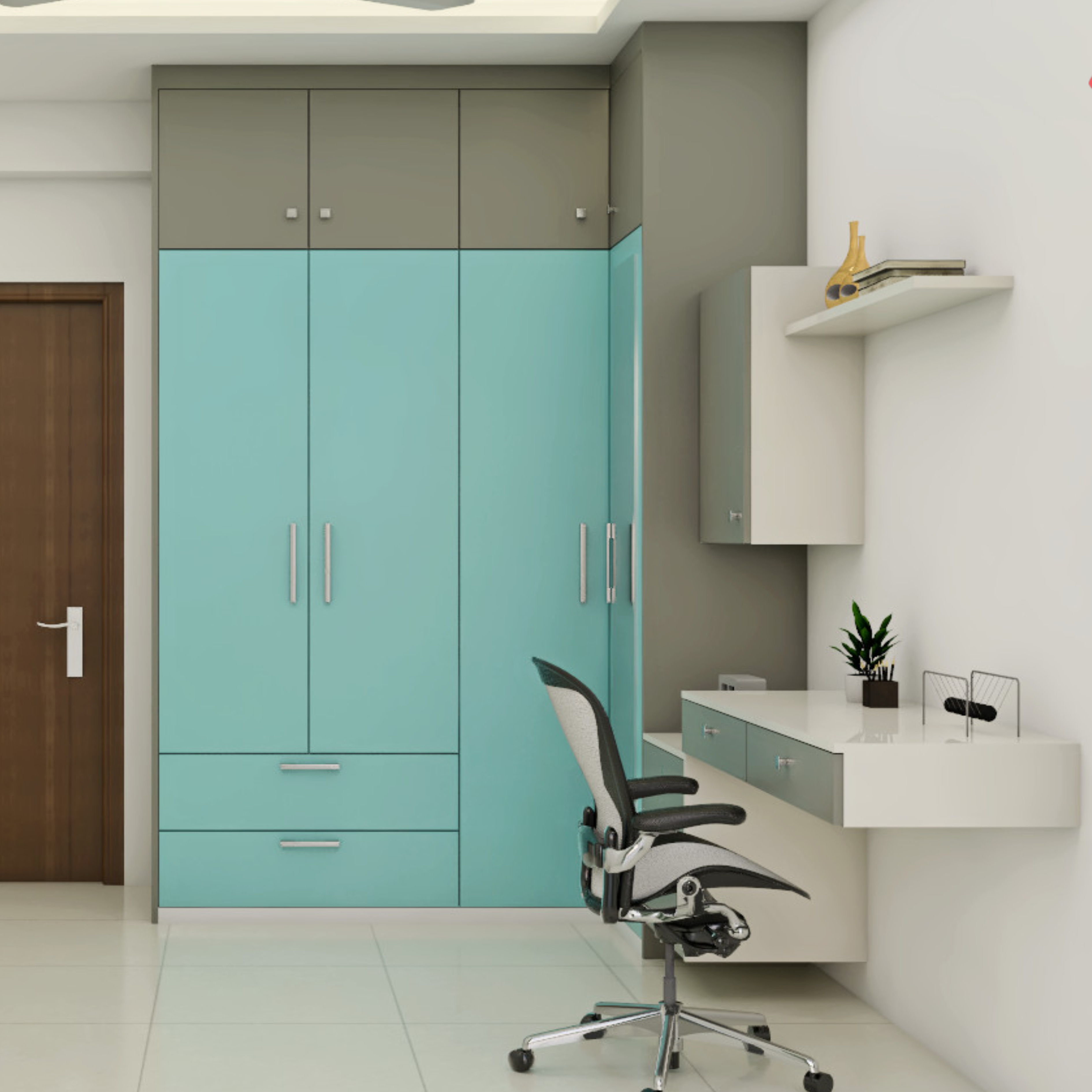 Bright Contemporary Style Wardrobe Design | Livspace
