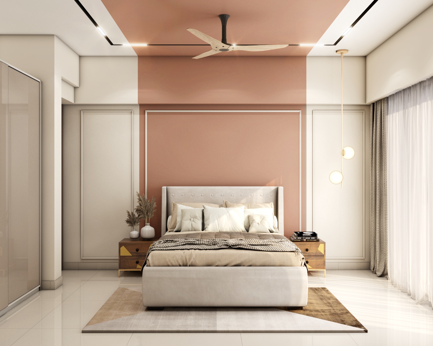 Rectangular False Ceiling With Track Lights | Livspace