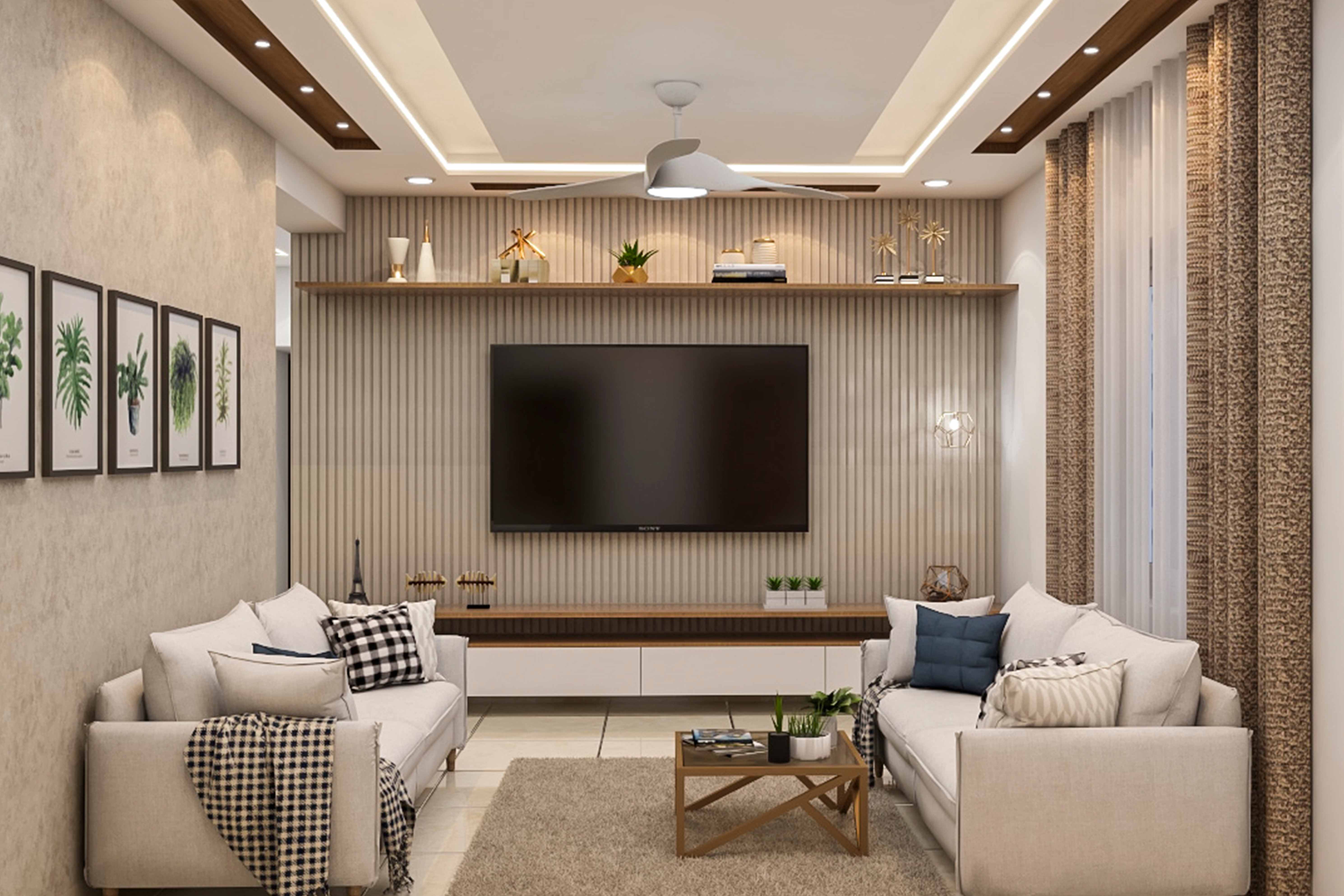 Square Spacious Multi-Layered False Ceiling Design - 8X10 Ft | Livspace
