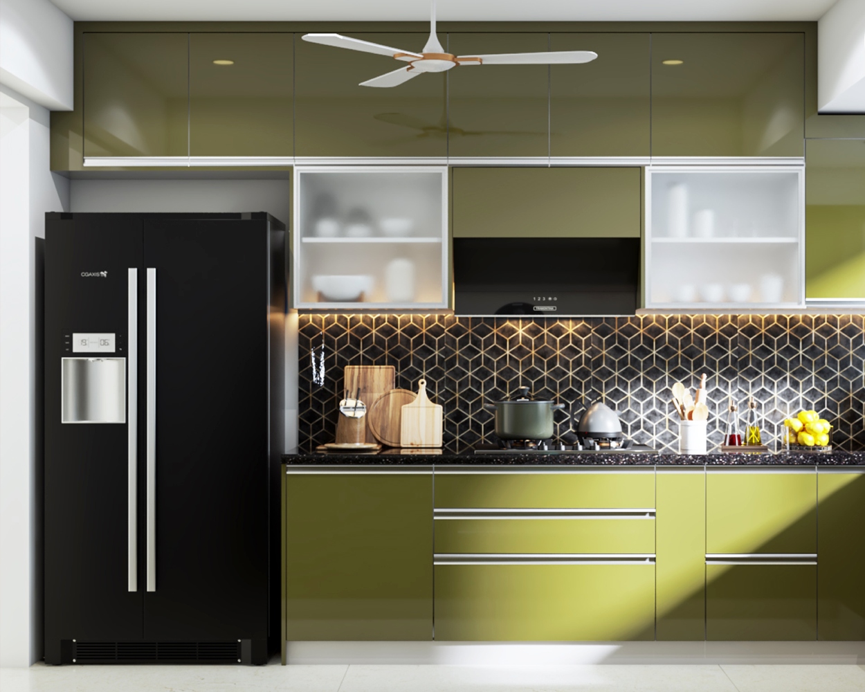 U-Shaped Kitchen Design With Drawer Storage | Livspace
