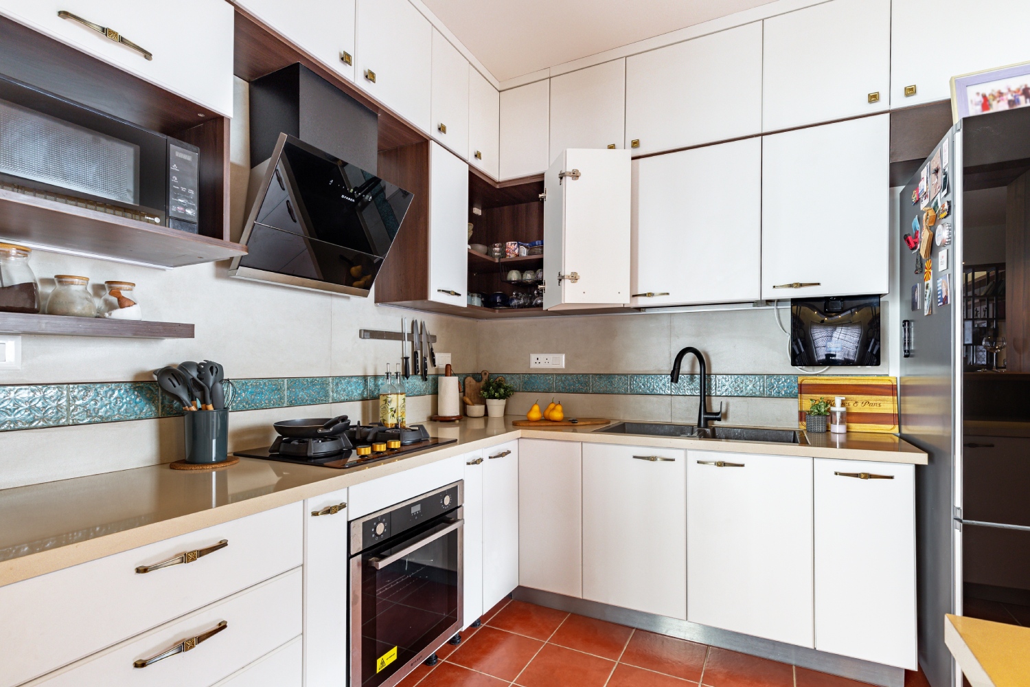 Modular Kitchen Design With Drawer And Loft Storage | Livspace