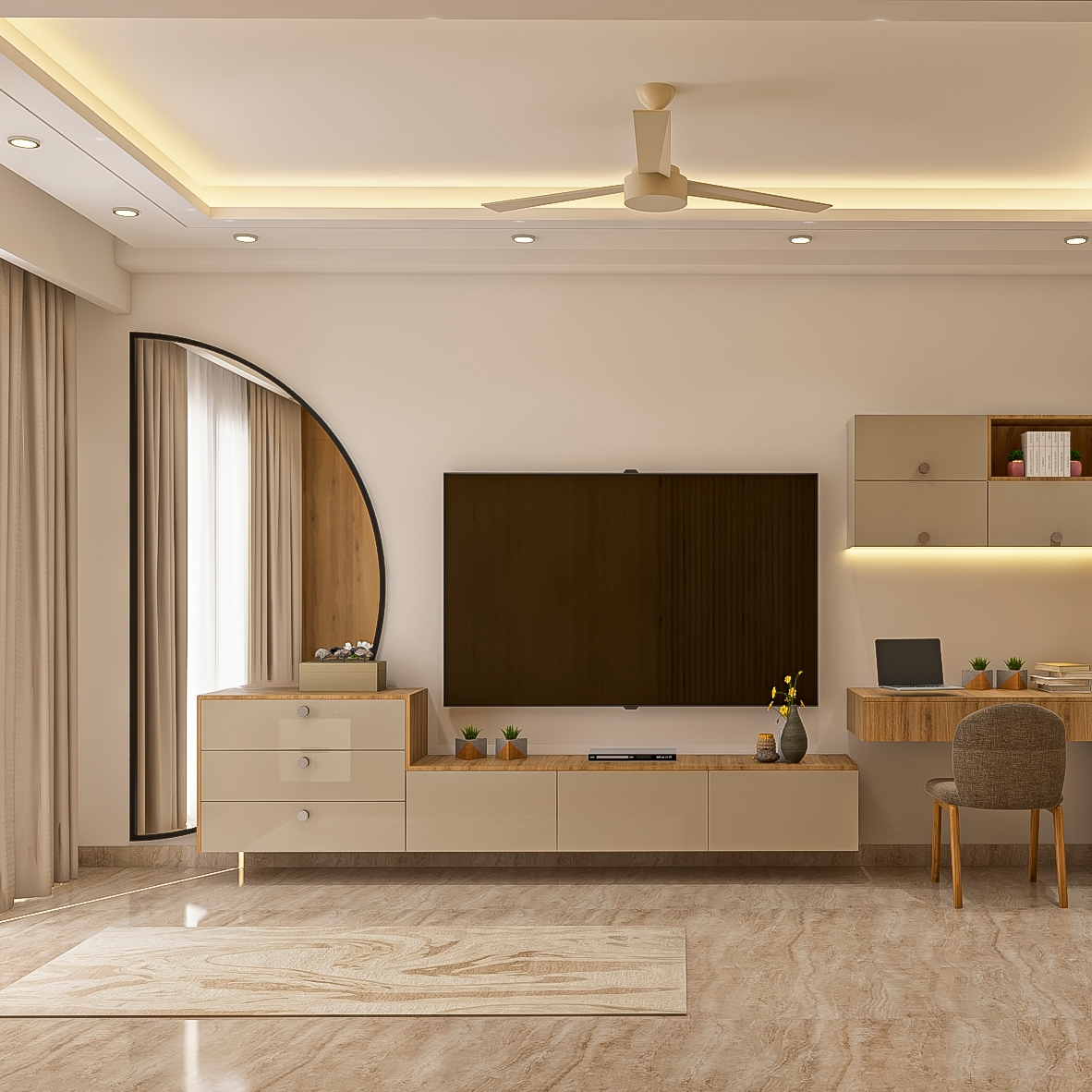 Wall Mounted TV Unit With Spacious Drawers Livspace