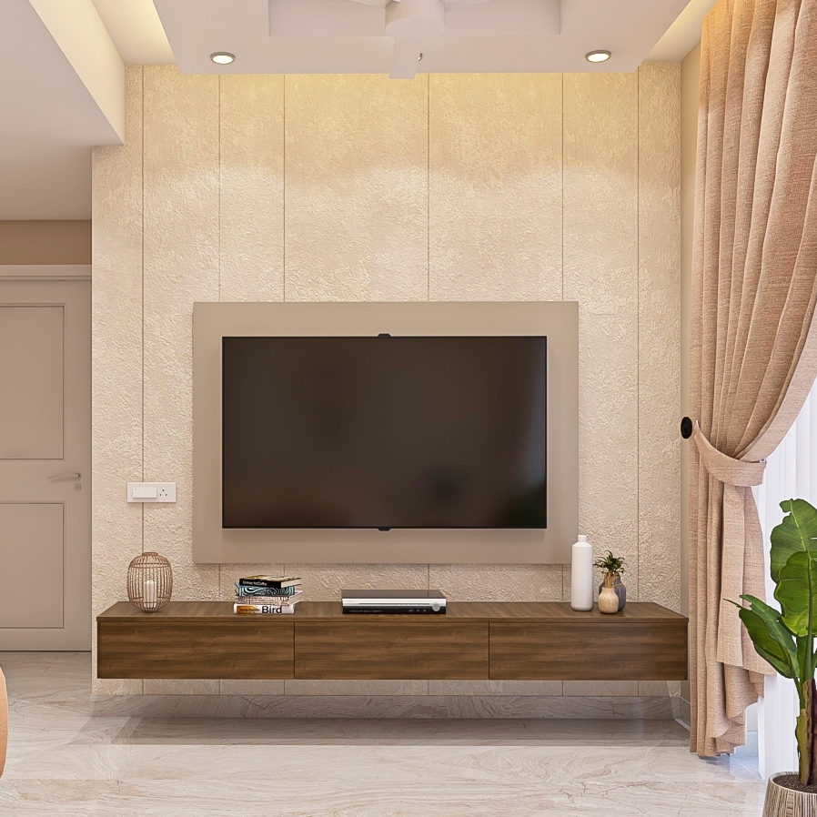 Brown TV Cabinet With Closed Drawer Storage | Livspace