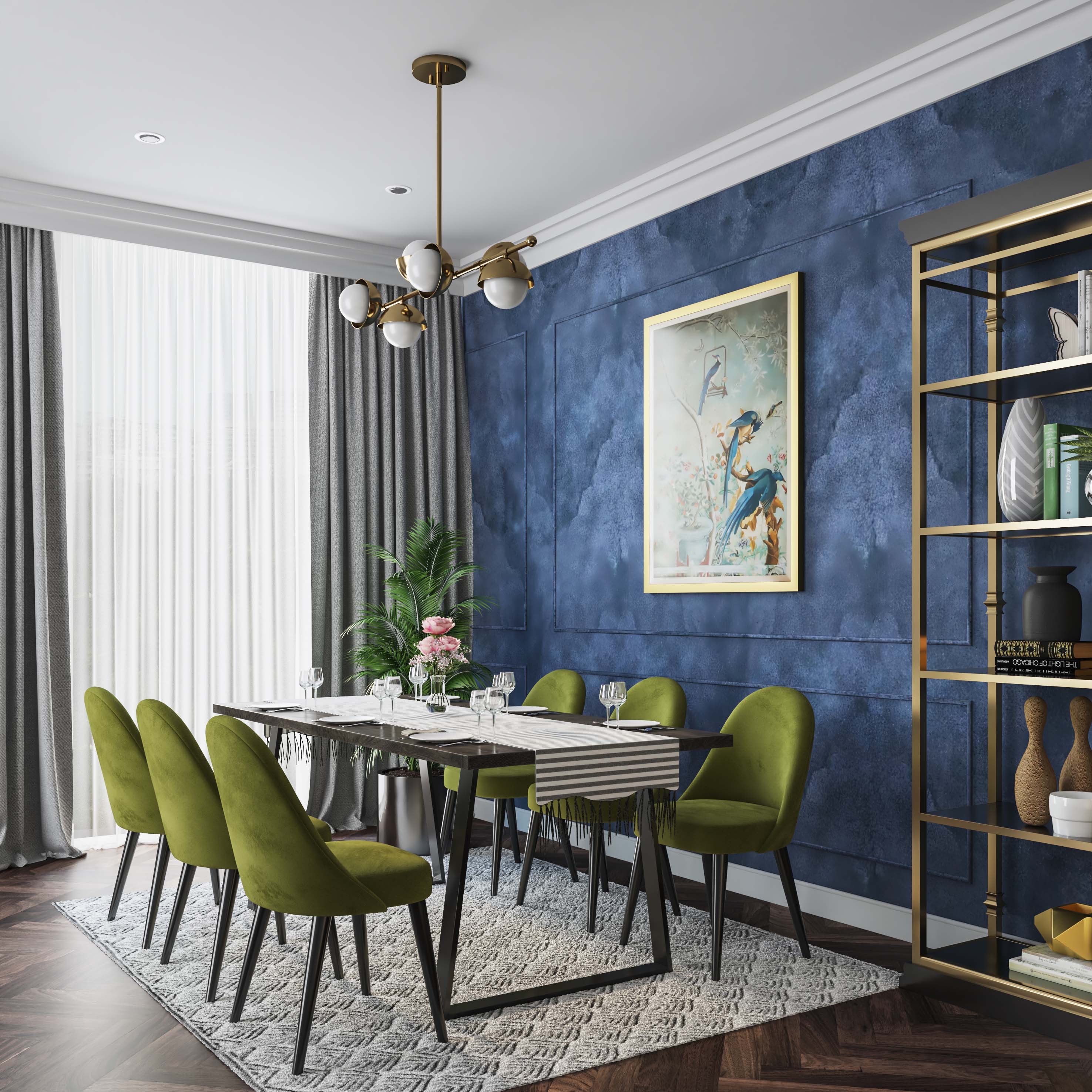 Dark Blue Wall Design With A Textured Finish | Livspace