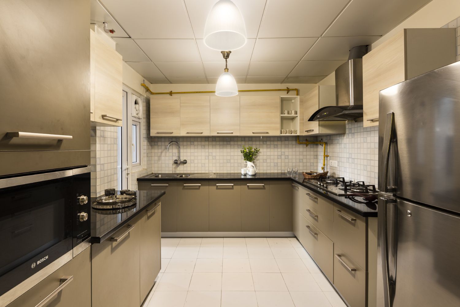 Cozy 2BHK Flat Design in Noida with Open Kitchen and and Contemporary ...