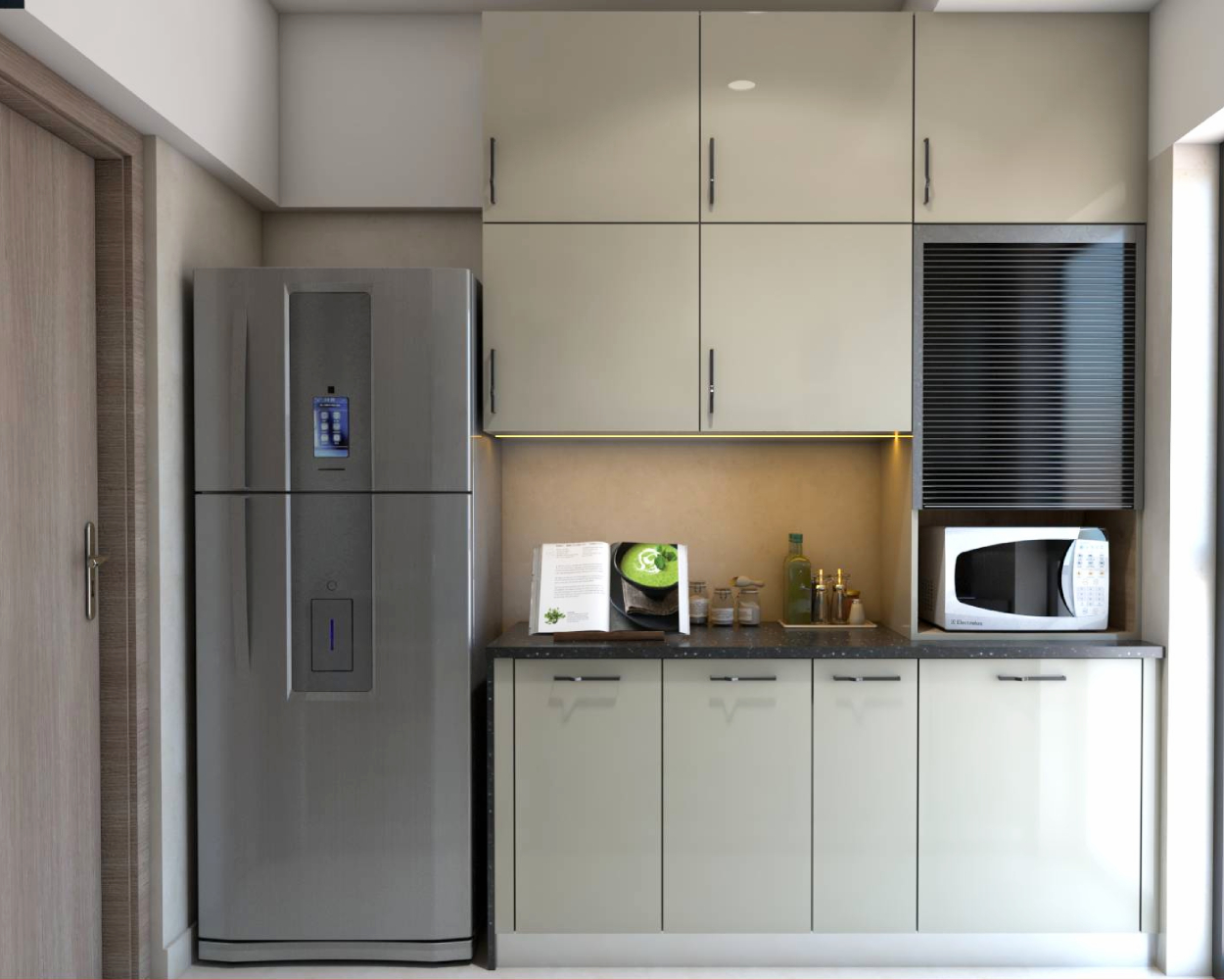 Compact Kitchen: Contemporary Parallel Kitchen Design With Storage ...