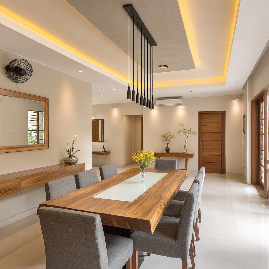 Contemporary Dining Room Design with 8-Seater and Console Storage ...