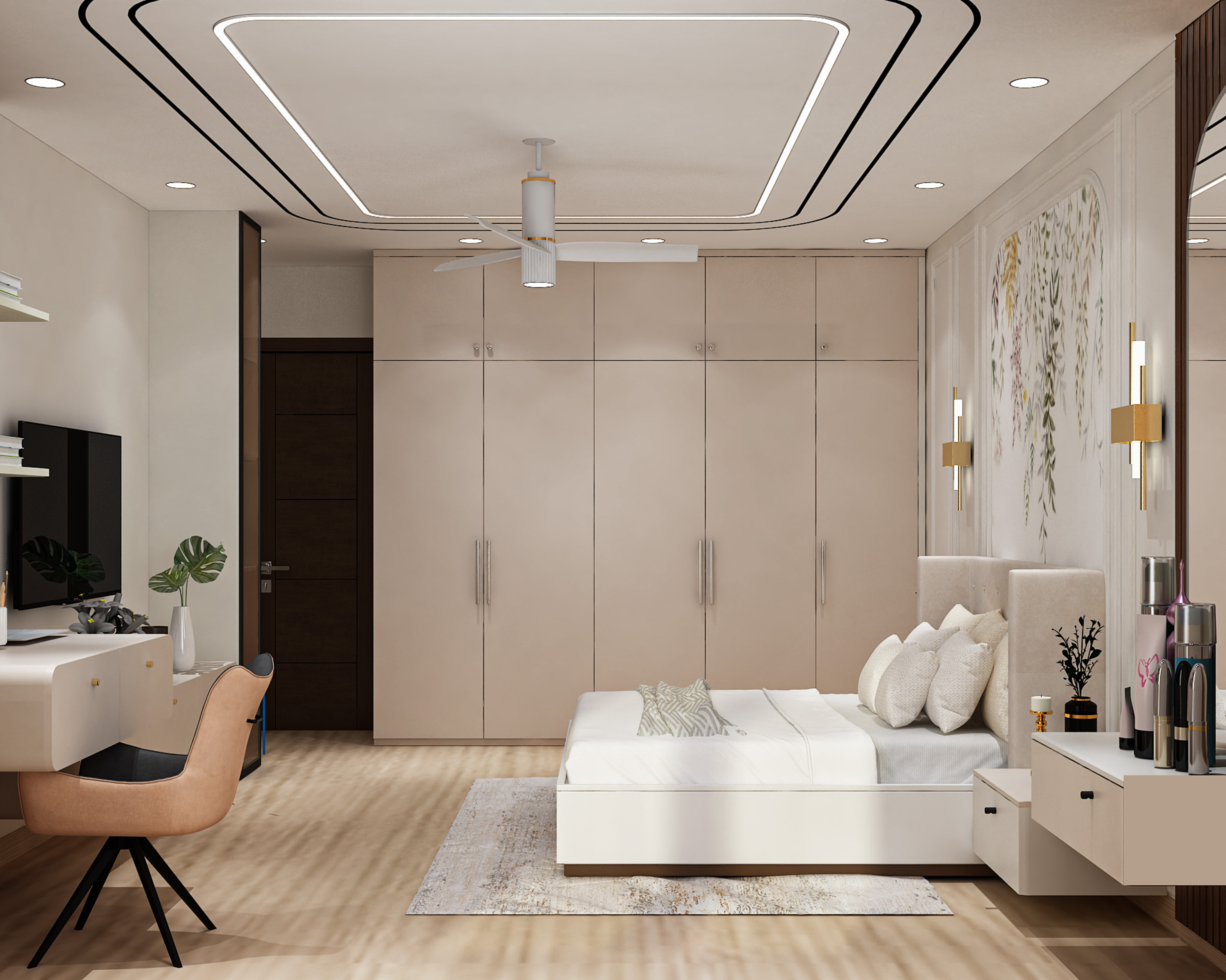 Contemporary Painted Gypsum False Ceiling Design with Concealed ...