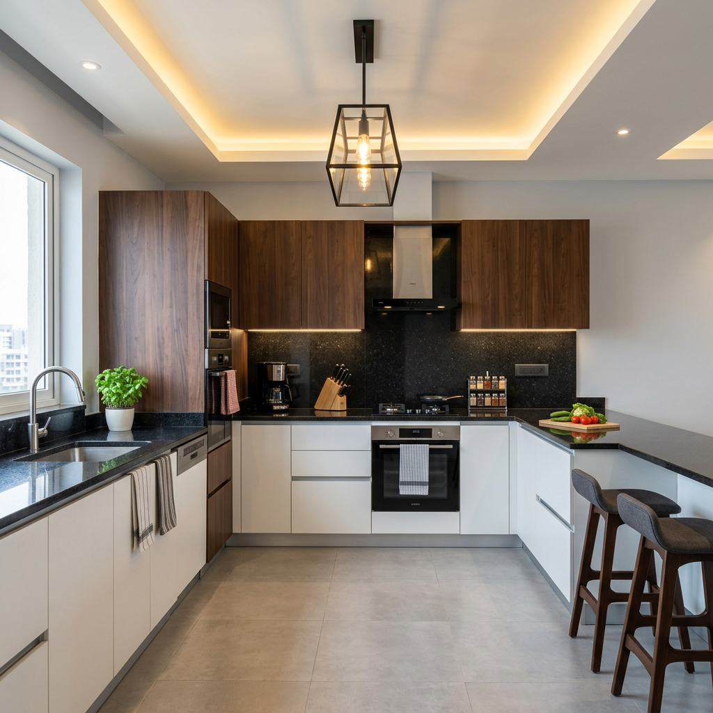 Modern False Ceiling Design with Peripheral Gypsum Structure and Cove ...