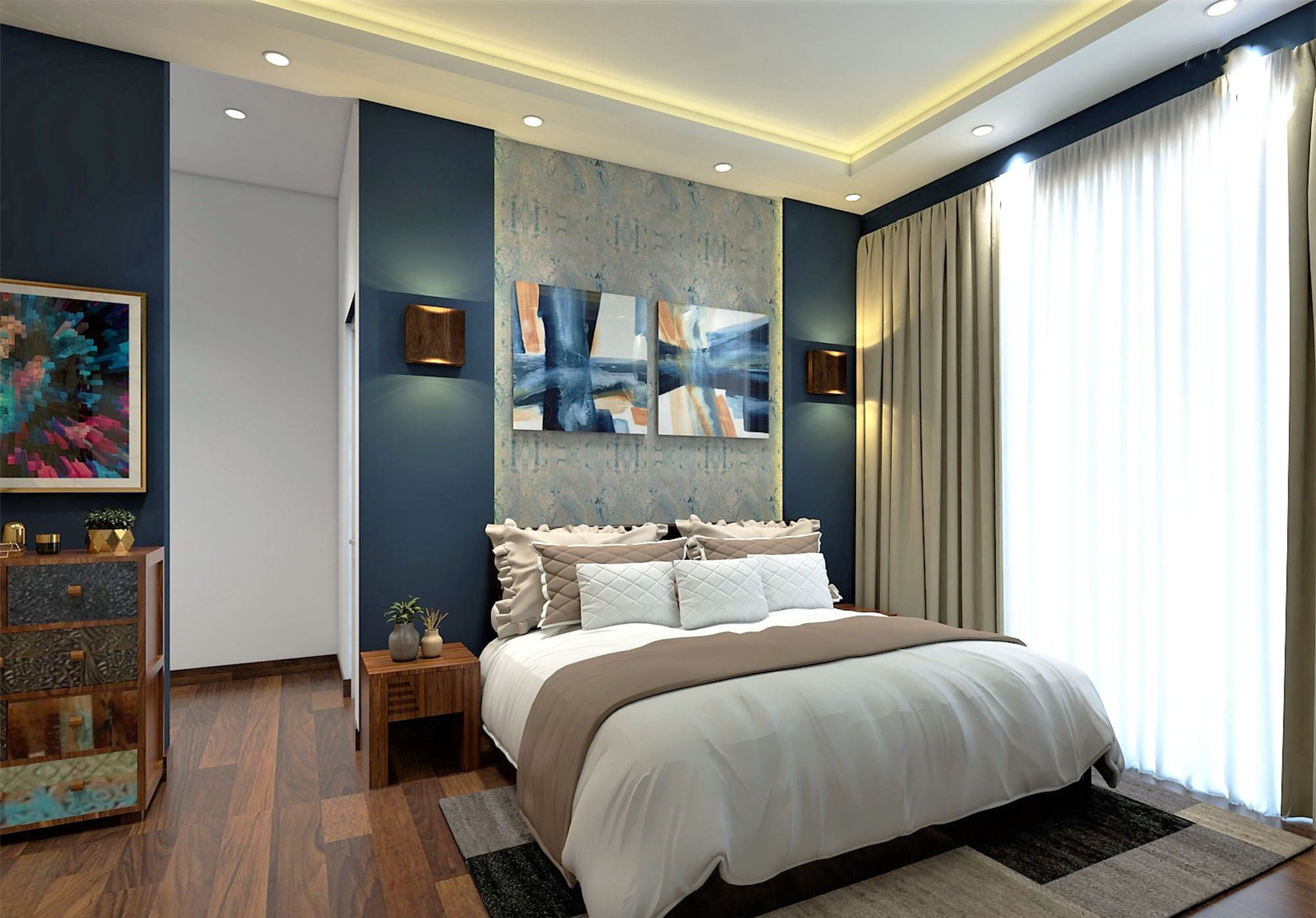 Antique Design Spacious Multi-Functional Design Master Bedroom | Livspace