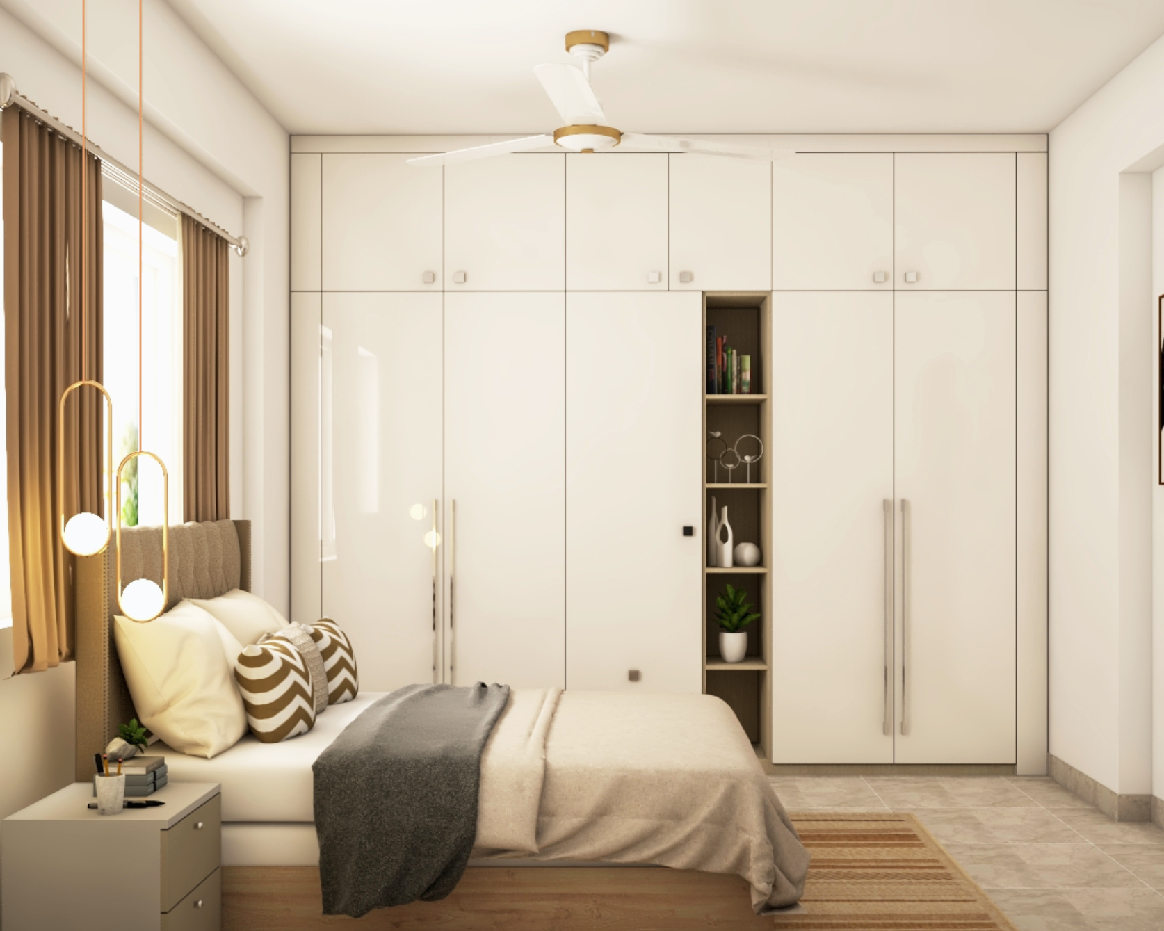 Minimal Convenient Spacious Simple Master Bedroom Design | Livspace