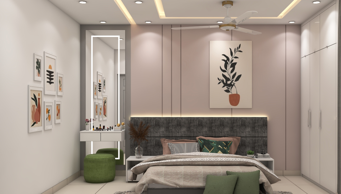 Modern Themed Spacious Subtle Clean Master Bedroom Design | Livspace