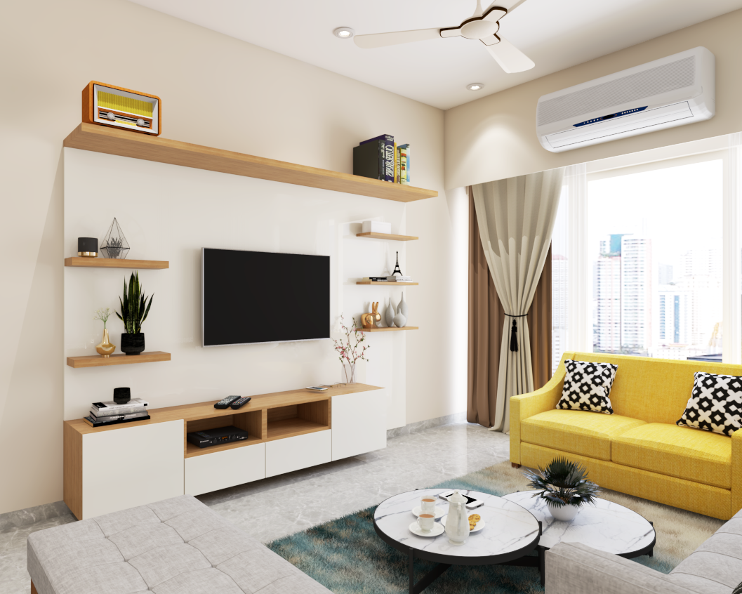 Simple Minimal Compact Contemporary Living Room Design | Livspace