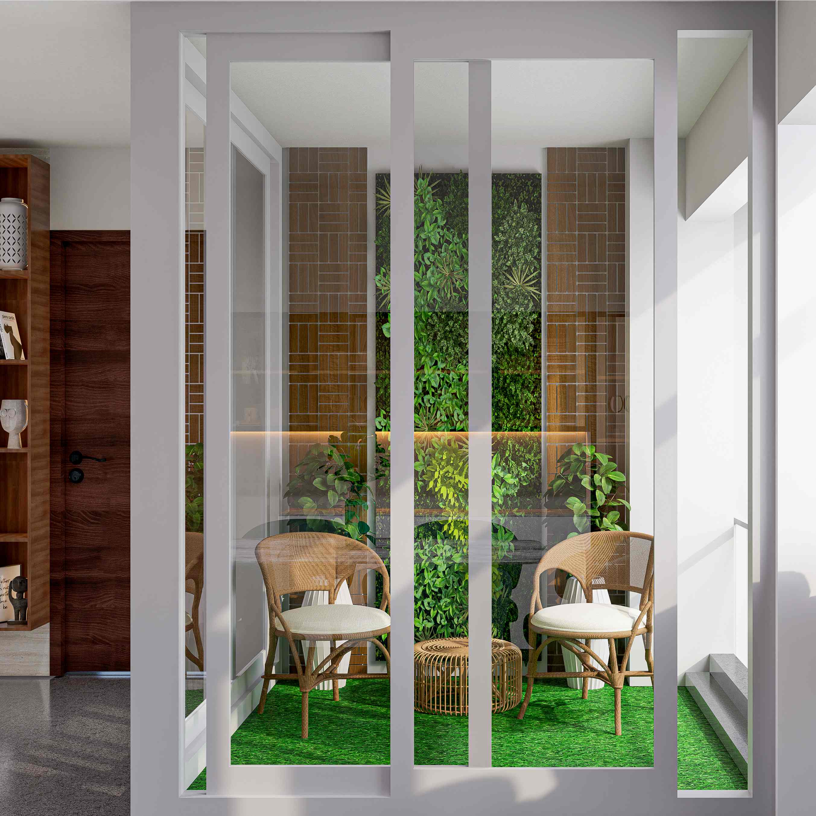 Modern Compact Balcony Design With Arm Chair | Livspace